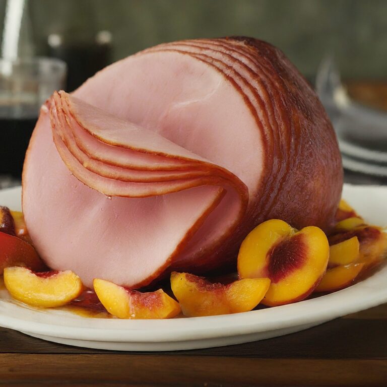 Jamón con glaseado de melocotón y brandy